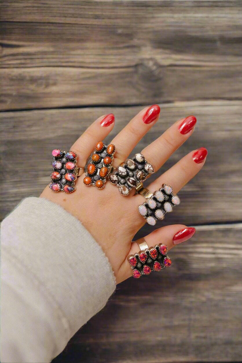 Sterling Silver Krush Kandy Mini Stone Bar Rings