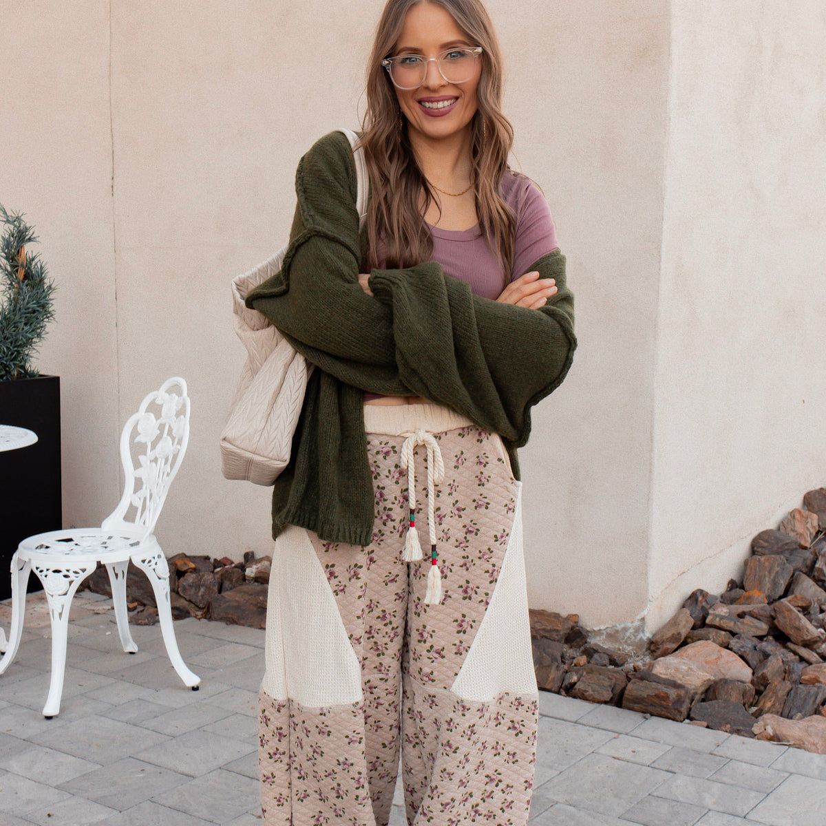 POL Double Gauze Patchwork Quilted Print Knit Pants – Krush Kandy