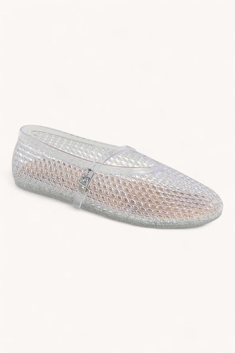 Clear PVC Jelly Woven Mesh Mary Jane Flats – Adjustable Strap & Trendy ...