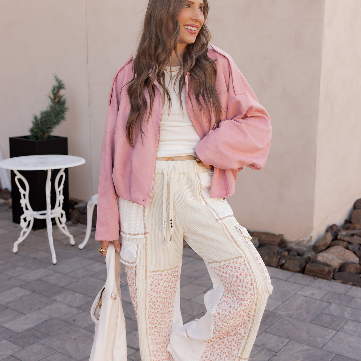 POL Quilted Floral Patch Pants – Relaxed Boho Thermal Pants | Krush ...